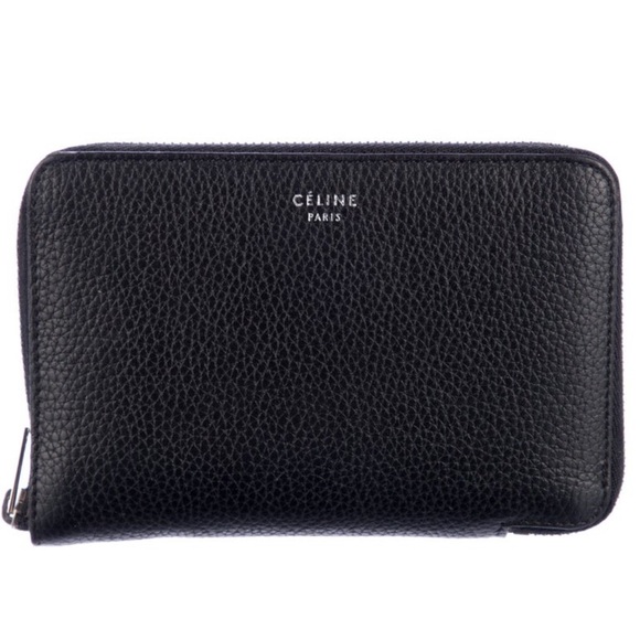 Celine | Bags | Celine Zip Around Wallet Black Bifold Coins Cards ...